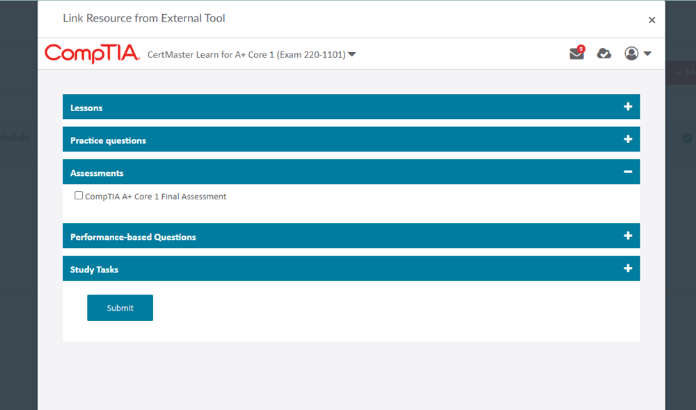 Using LMS Integration to place CertMaster Learn content into Canvas ...