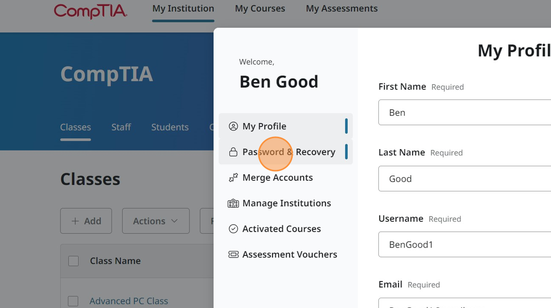 Instructor Password Reset – CompTIA