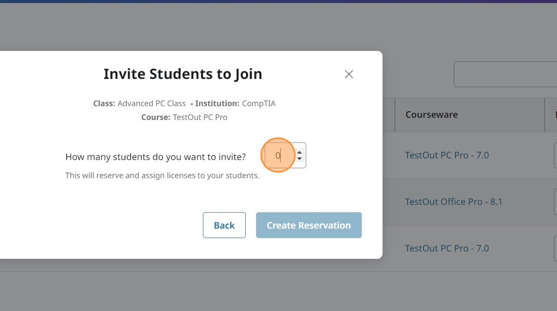 Step 3. Invite Students to Class with Licenses – CompTIA