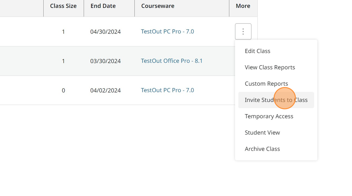 Step 3. Invite Students to Class with Licenses – CompTIA