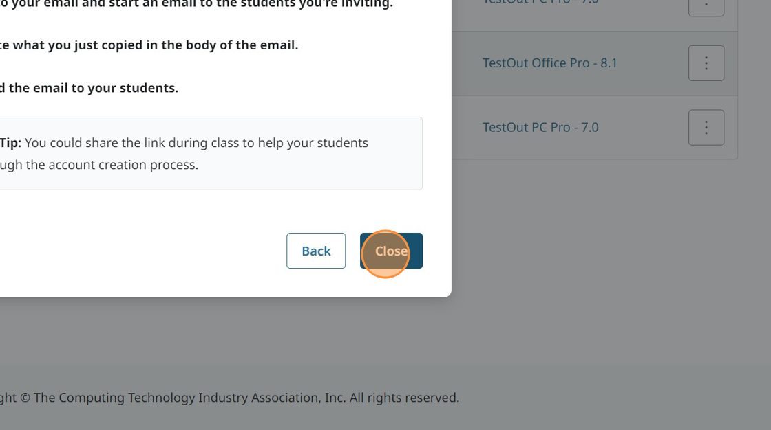 Step 3. Invite Students to Class with Licenses – CompTIA
