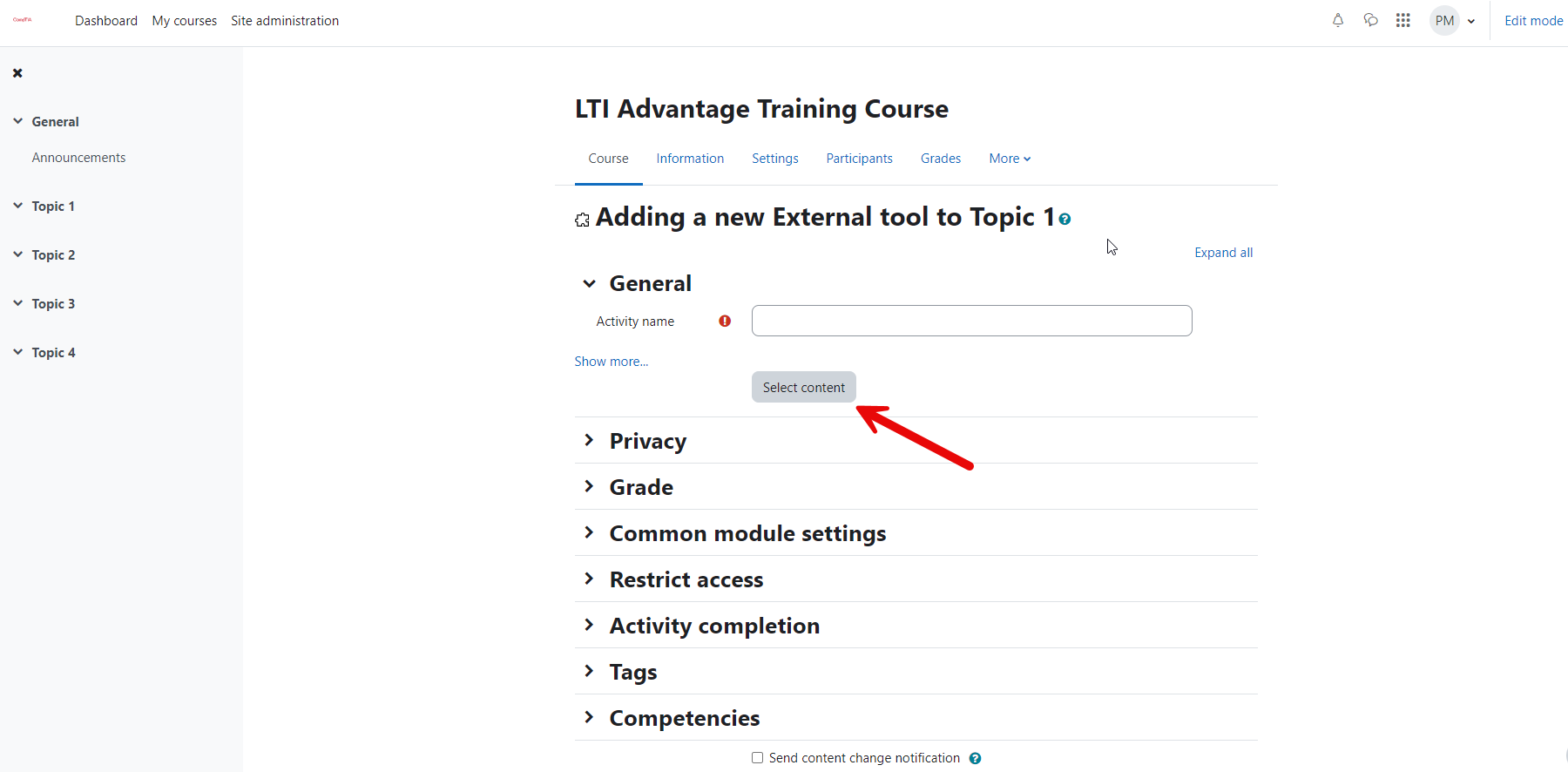 Moodle LTI Advantage (1.3) - Linking to Custom Quizzes – CompTIA