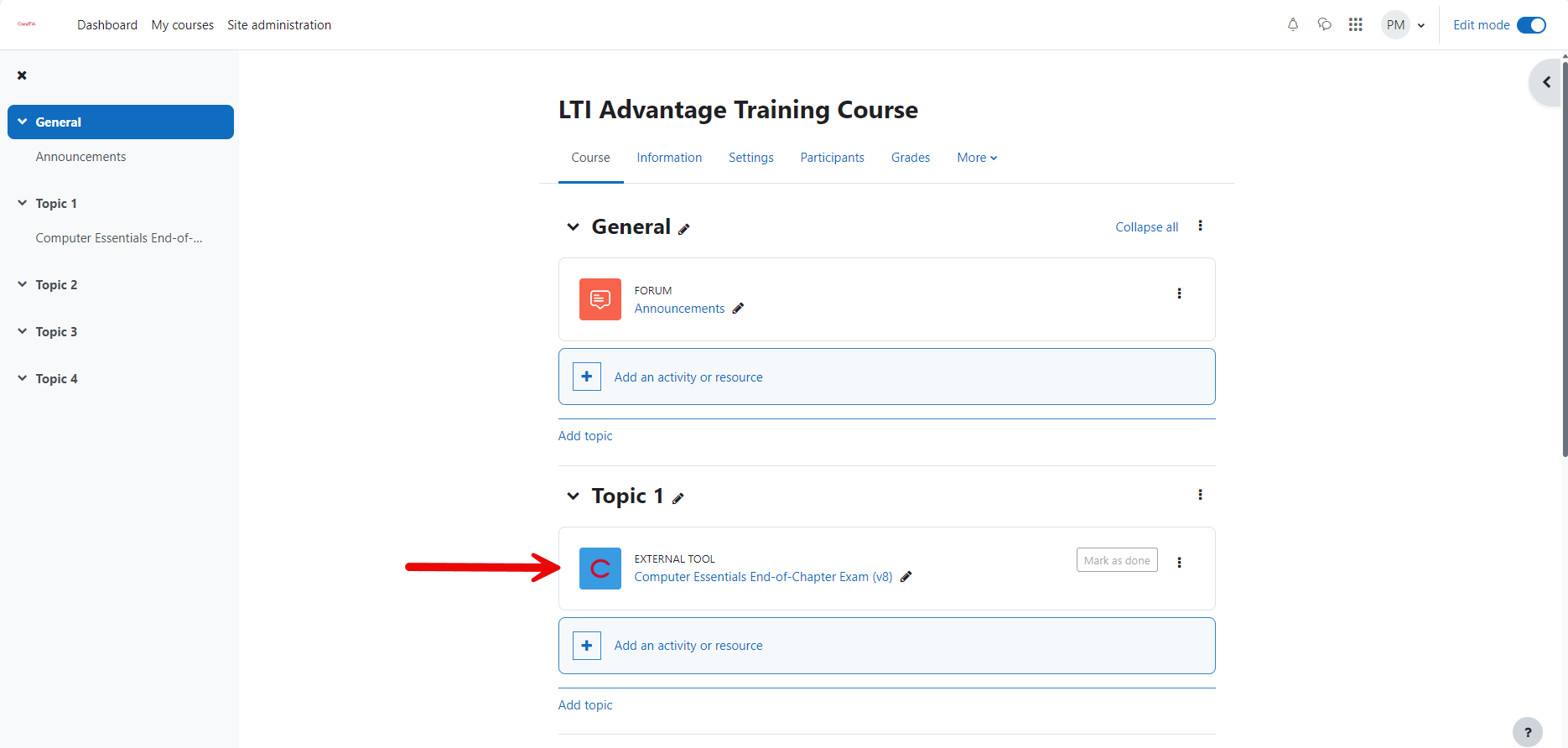 Moodle LTI Advantage (1.3) - Linking to Custom Quizzes – CompTIA