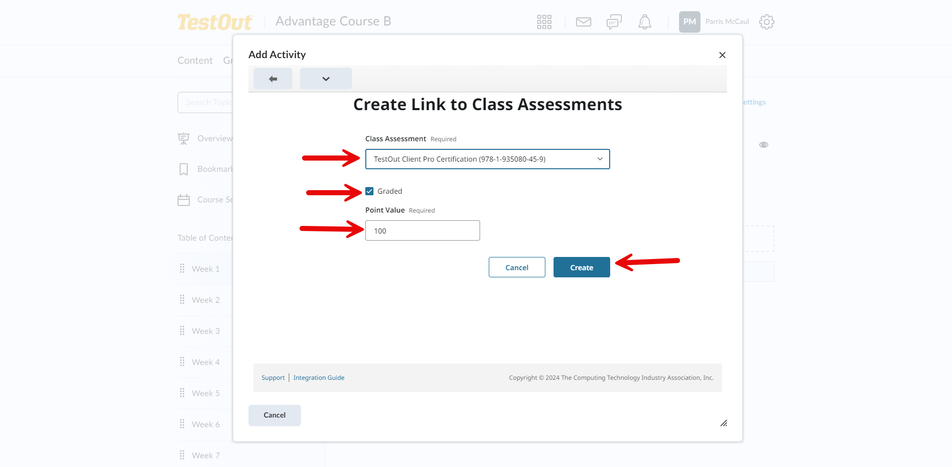 Brightspace LTI Advantage (1.3) - Linking to Class Assessments – CompTIA