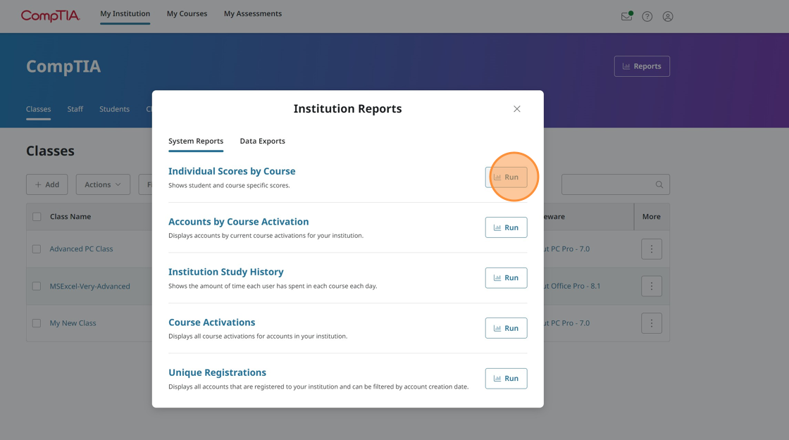 Organization Administrator Reports – CompTIA